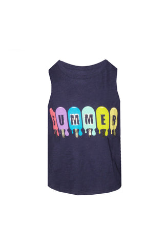 Muscle Tank - Navy Rainbow Popsicles | PixieLane Wholesale